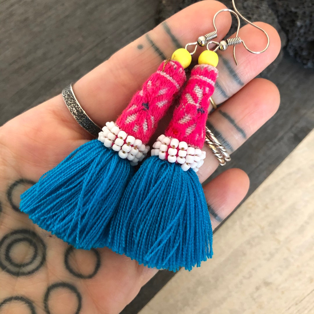 Tassle Earrings Dangle Earrings Cool Earrings Artsy Earrings Edgy ...