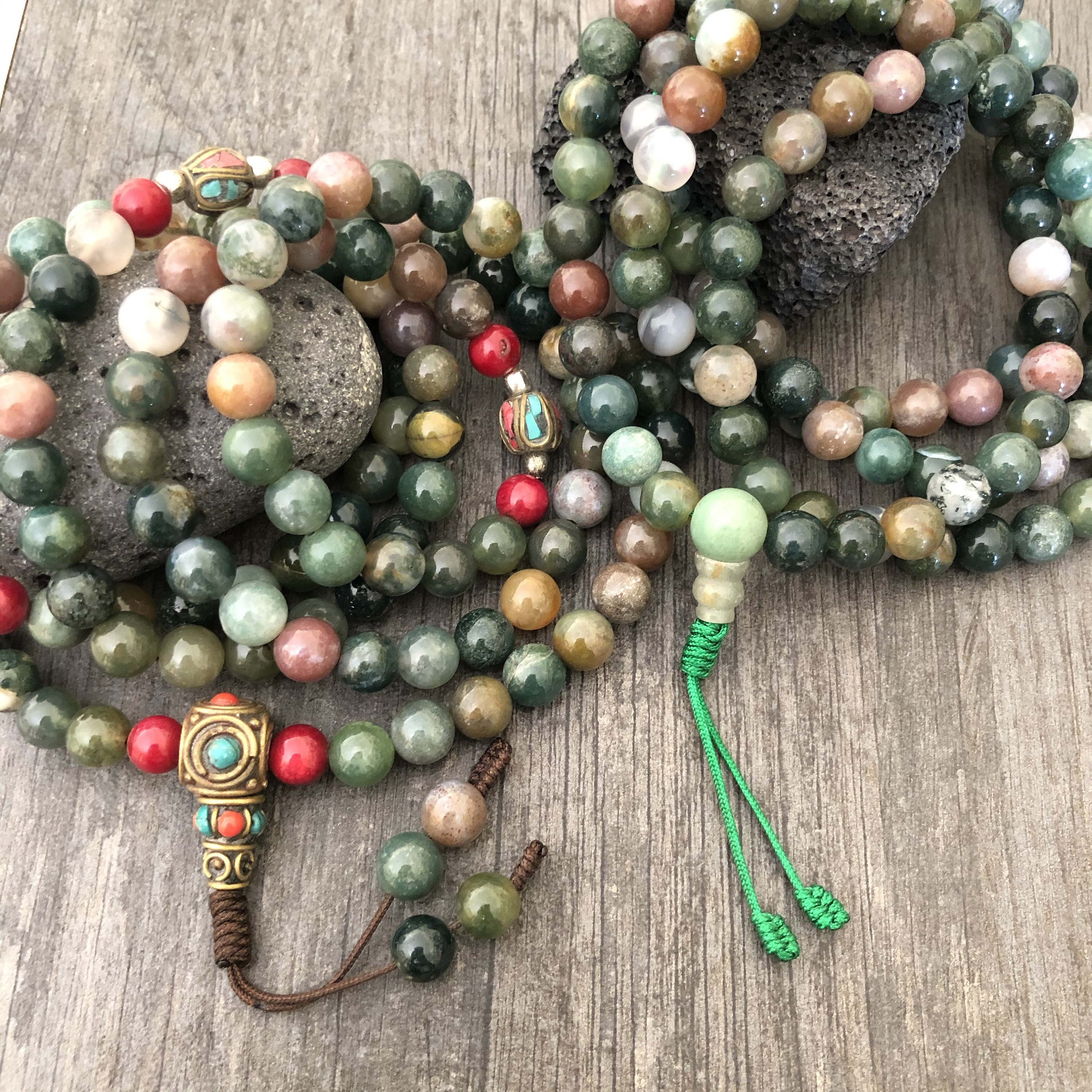 Buddhist Mala Jade Bead Necklace Japa Mala Mala Beads Mala Beads 108 ...