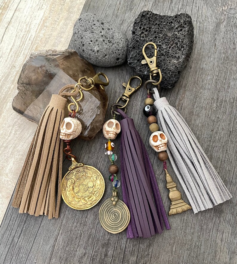 Tassel Keychain Aesthetic Keychain Tassel Bag Charm Leather - Etsy