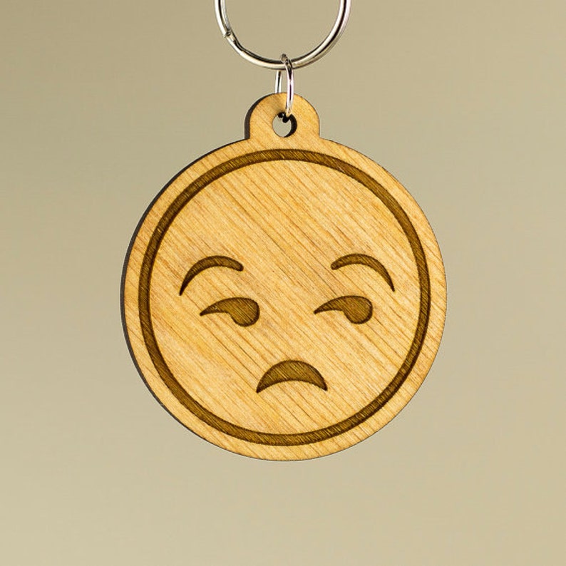 Unimpressed Emoji Wood Keychain Not Impressed Face Emoji | Etsy