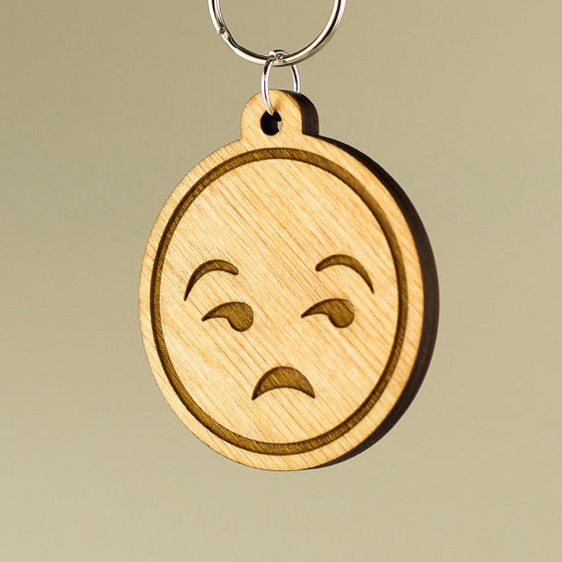 Unimpressed Emoji Wood Keychain Not Impressed Face Emoji | Etsy
