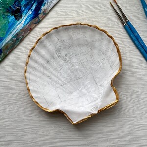 Coastal Charm: Hand Painted Scallop Shell of Spring Lake, NJ Home Decor ...