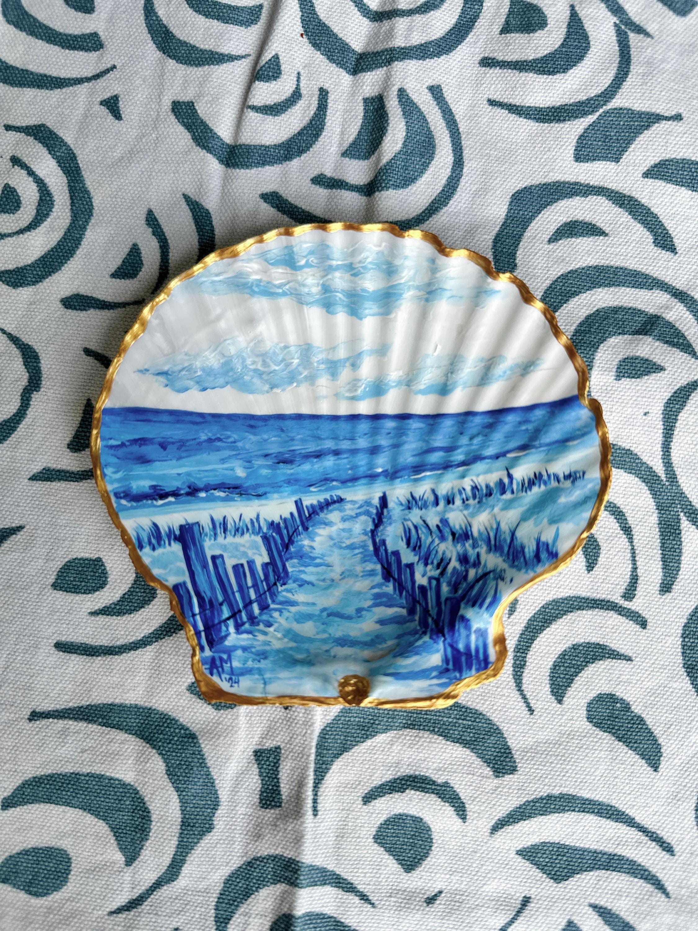 Ocean Oasis: Hand Painted Scallop Shell Decor With Beach Path Scene - Etsy