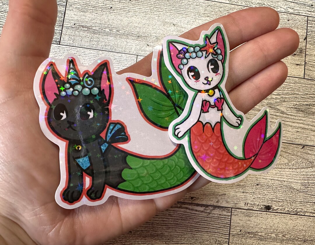 Purr-maid Holographic Vinyl Stickers - Etsy