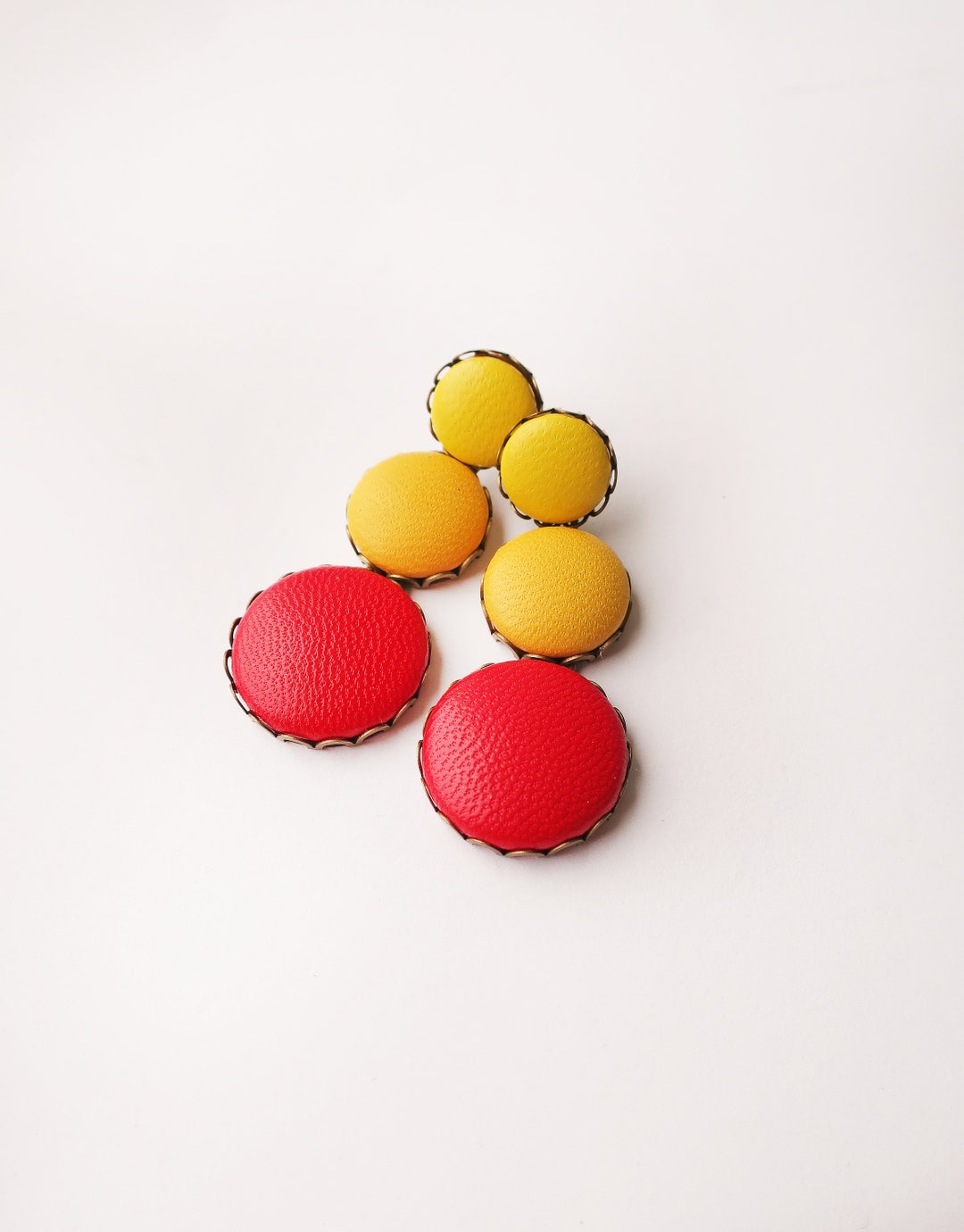 Leather Red and Yellow Jewelry Mustard Yellow Gift for Her - Etsy