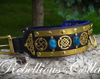 Celtic Collar Leather dog collar with brass | Etsy