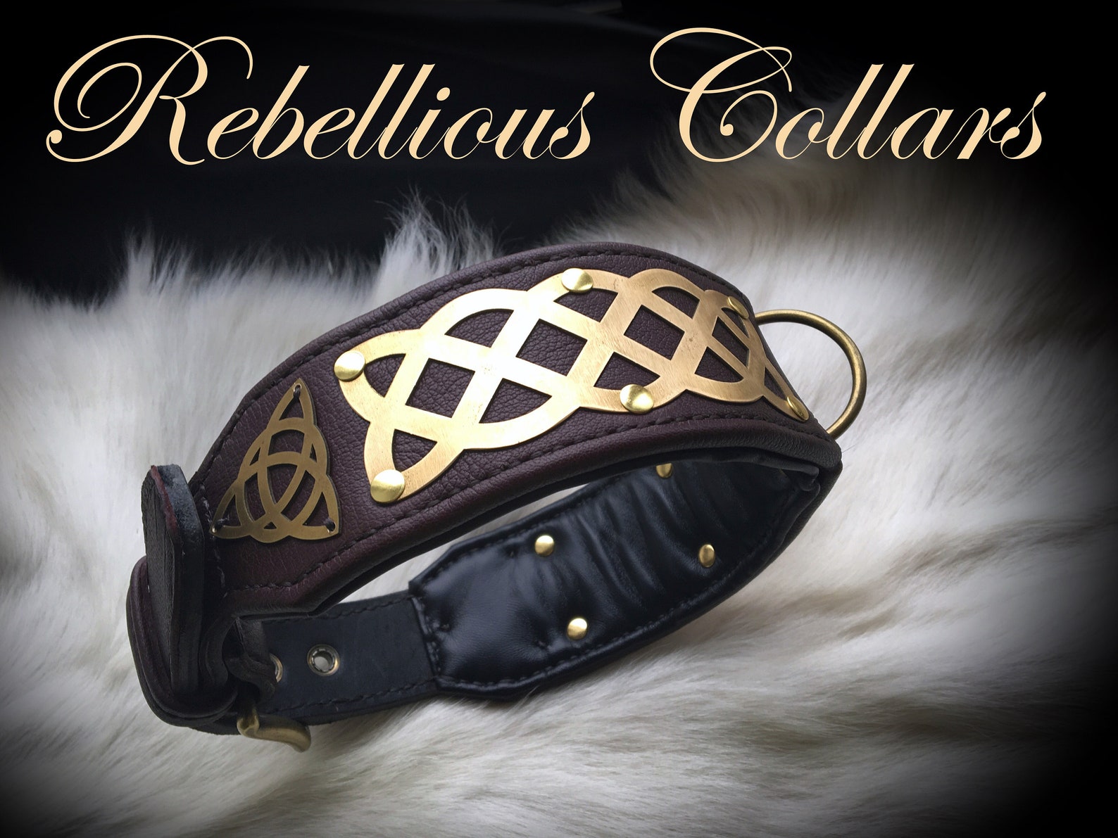 Celtic Collar - Leather Dog Collar With Brass - Etsy
