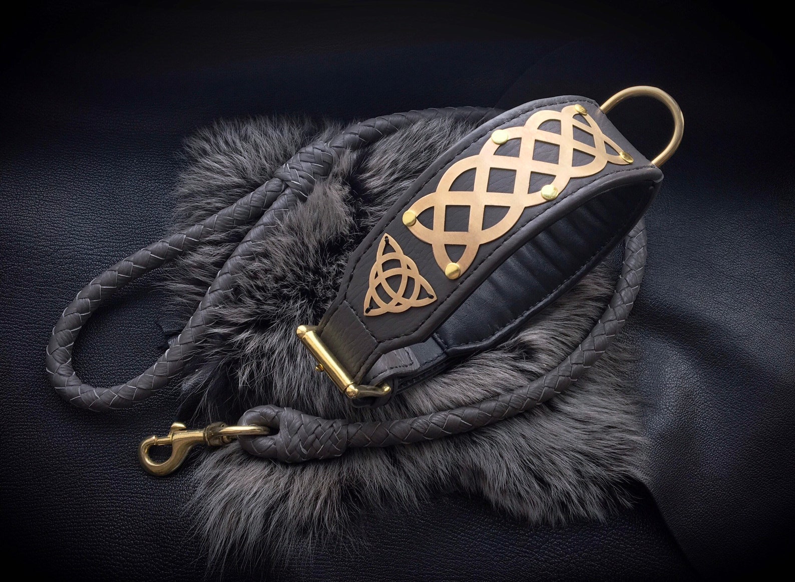 Celtic Collar - Leather Dog Collar With Brass - Etsy