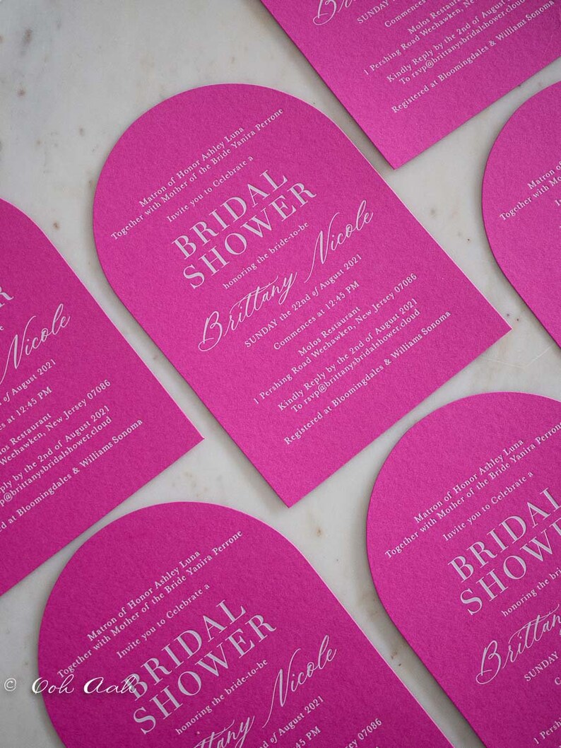 Pink Arch Bridal Shower Invitation | Hot Pink With White Ink | Arch ...