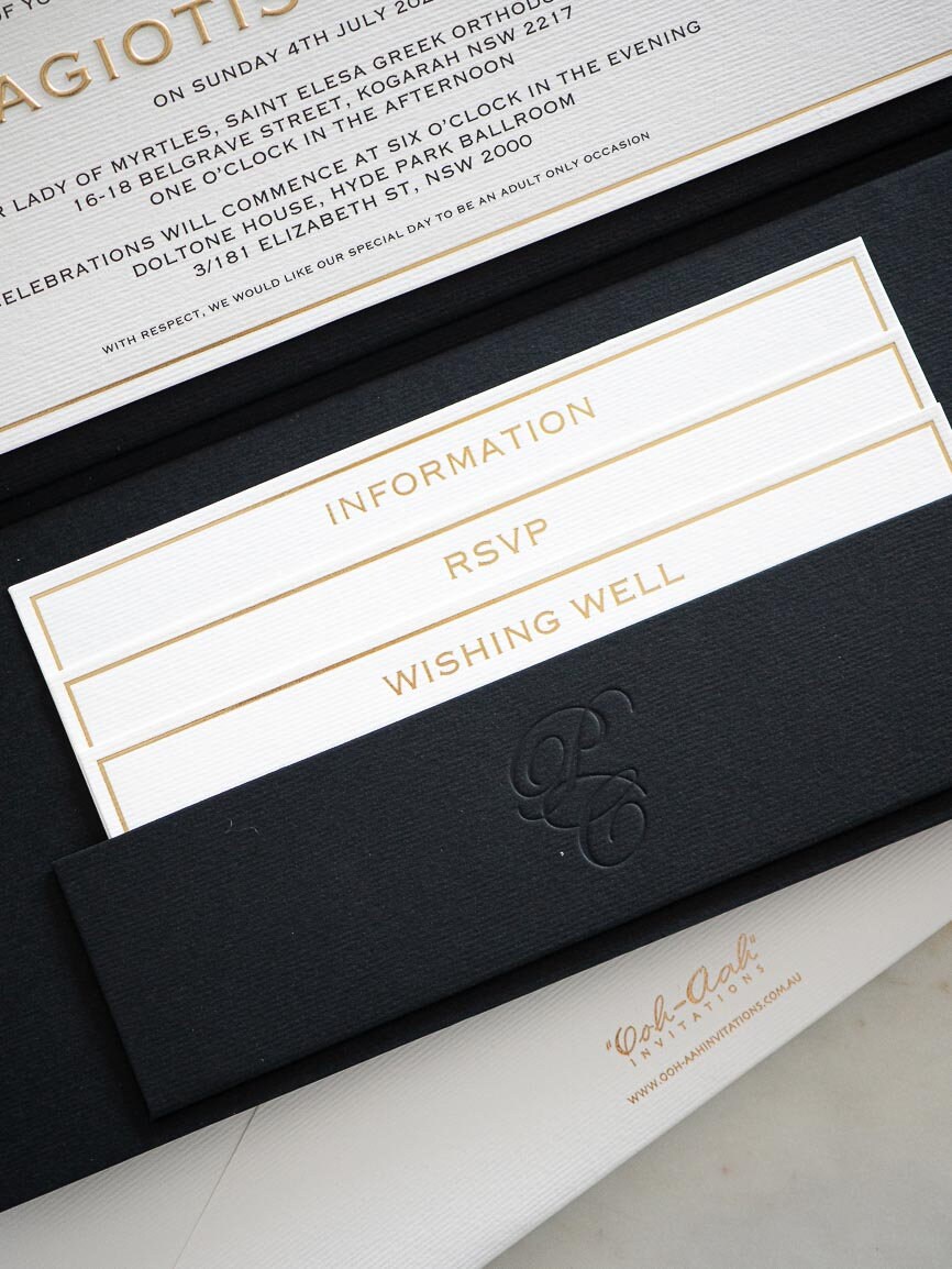 Modern Black and Gold Wedding Invitation Booklet, Elegant Black Wedding ...