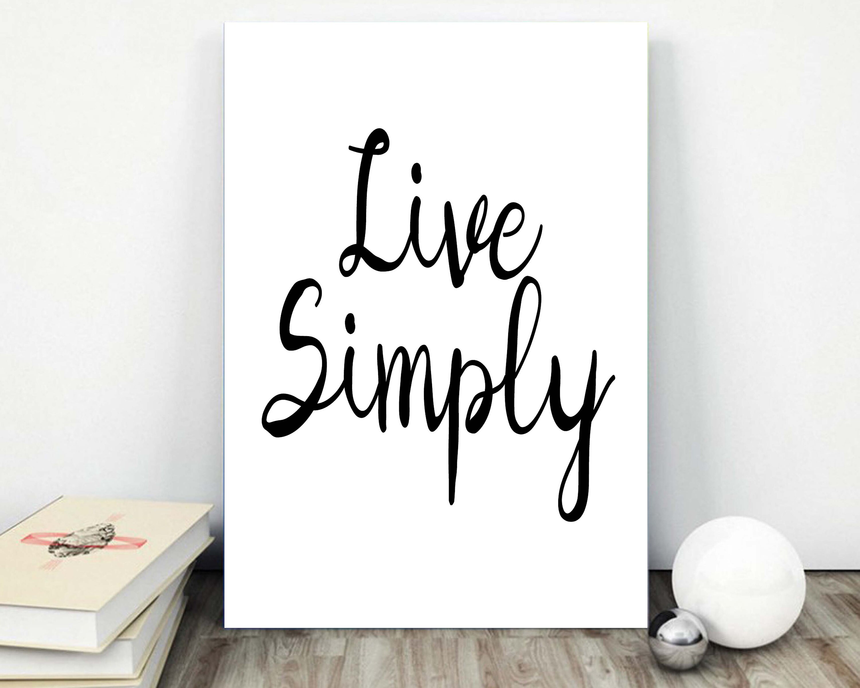 Live simply sign wall art minimalist home wall decor simple | Etsy