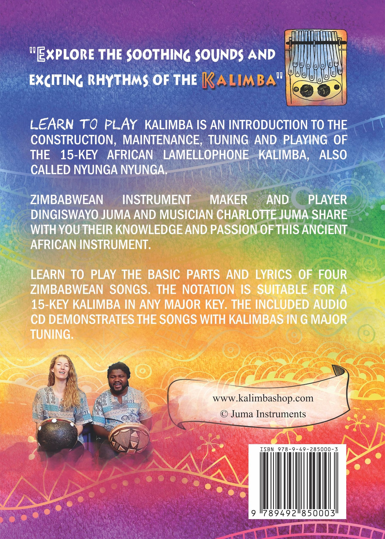 Kalimba G + Book Special | Handmade 15-key African Kalimba in G | Free ...