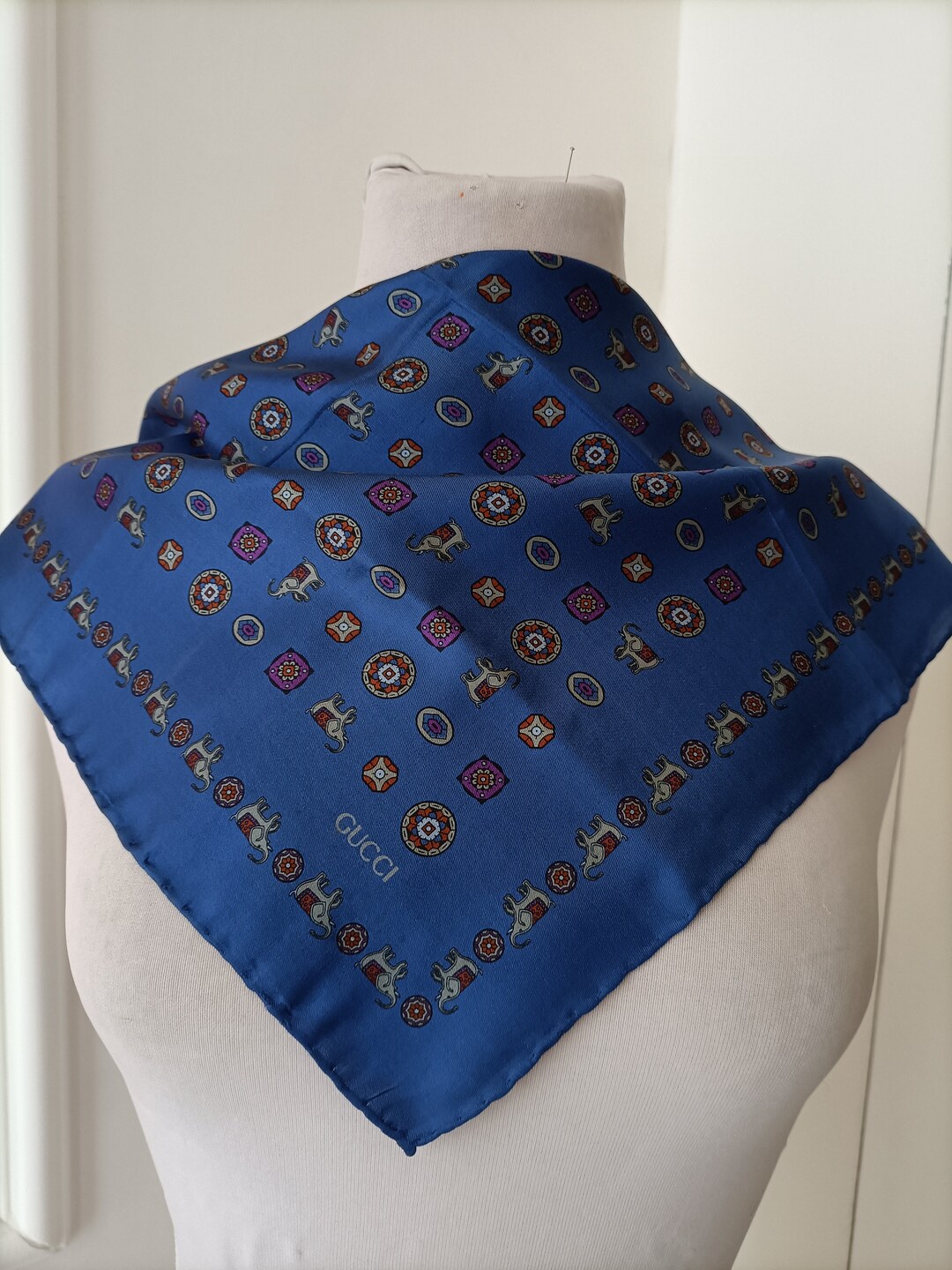 Gucci, Blue Silk Pocket Square and Neck Handkerchief. - Etsy
