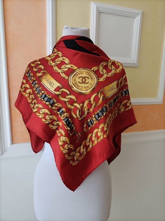 Vintage Scarf. Chanel Ruby Red Color. - Etsy