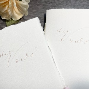 His and Hers Wedding Vow Booklet Set 4x6 - Handmade Calligraphy - Etsy