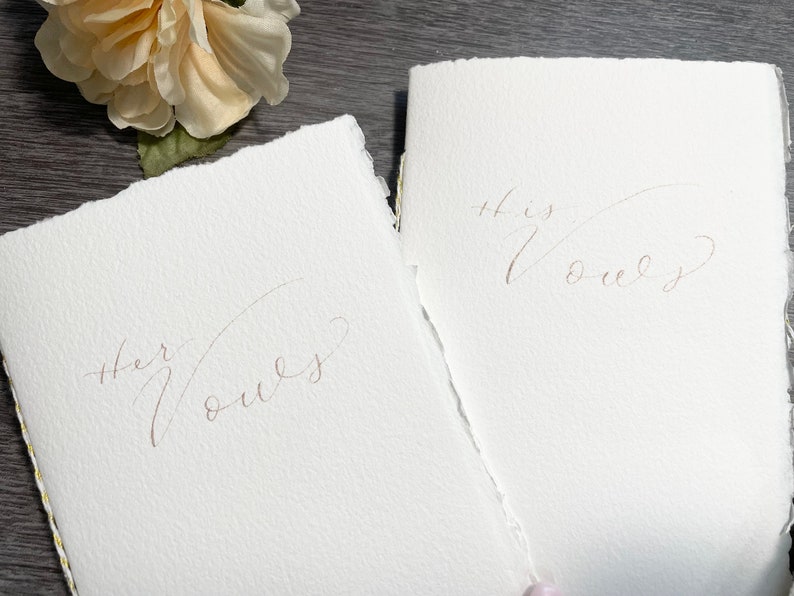 His and Hers Wedding Vow Booklet Set 4x6 - Handmade Calligraphy - Etsy