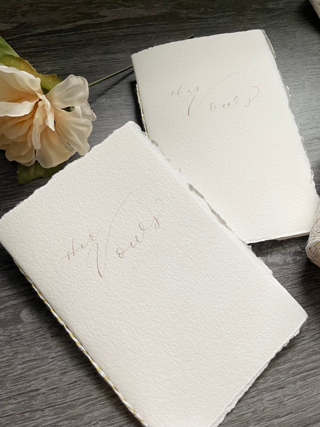 His and Hers Wedding Vow Booklet Set 4x6 - Handmade Calligraphy - Etsy