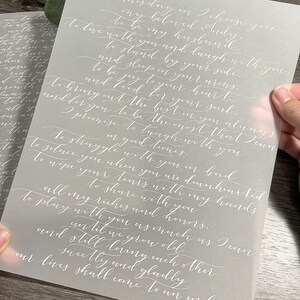 Custom Calligraphy Wedding Vows/ Love Letter - Clear Vellum ...