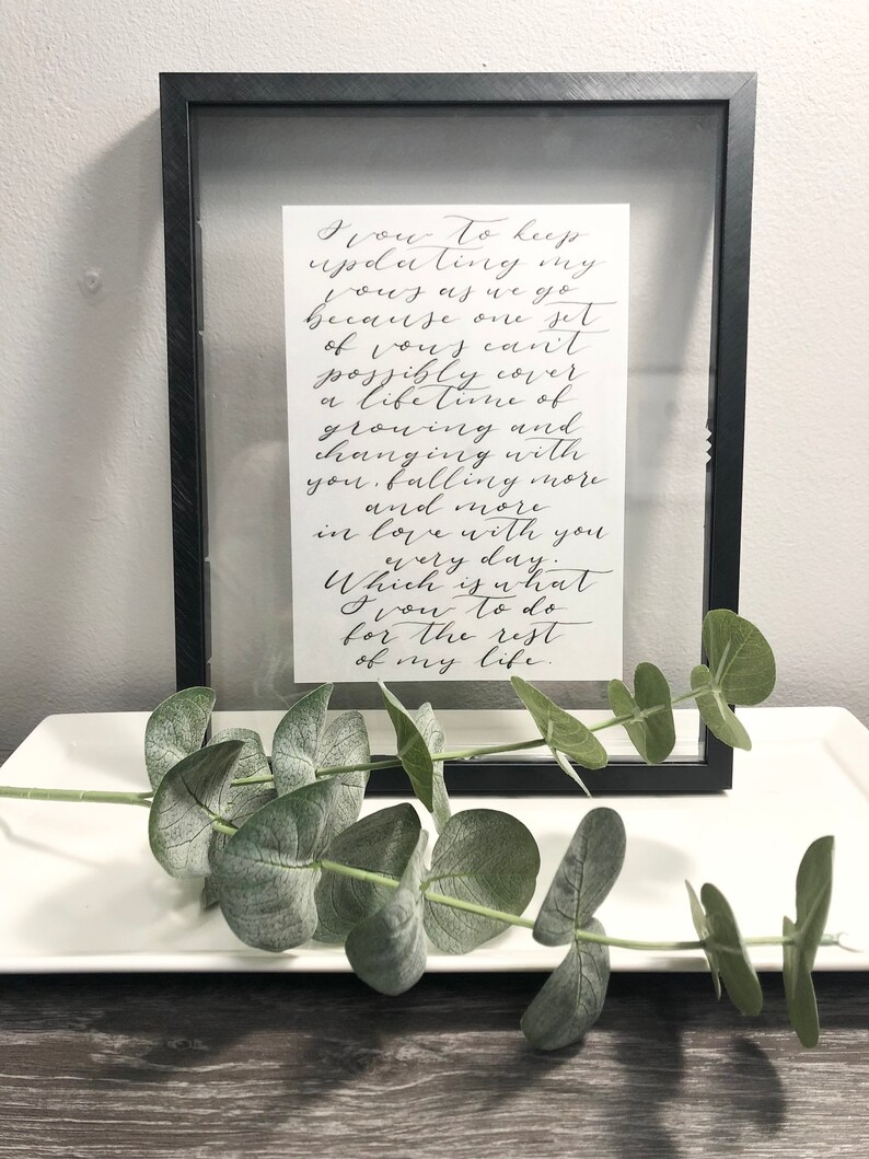 Custom Calligraphy Wedding Vows/ Love Letter Clear Vellum Handwritten ...