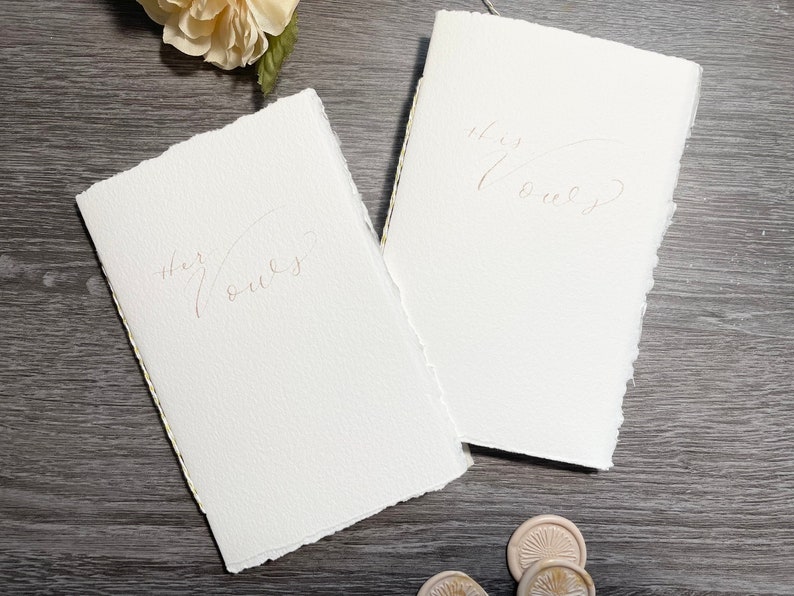His and Hers Wedding Vow Booklet Set 4x6 - Handmade Calligraphy - Etsy
