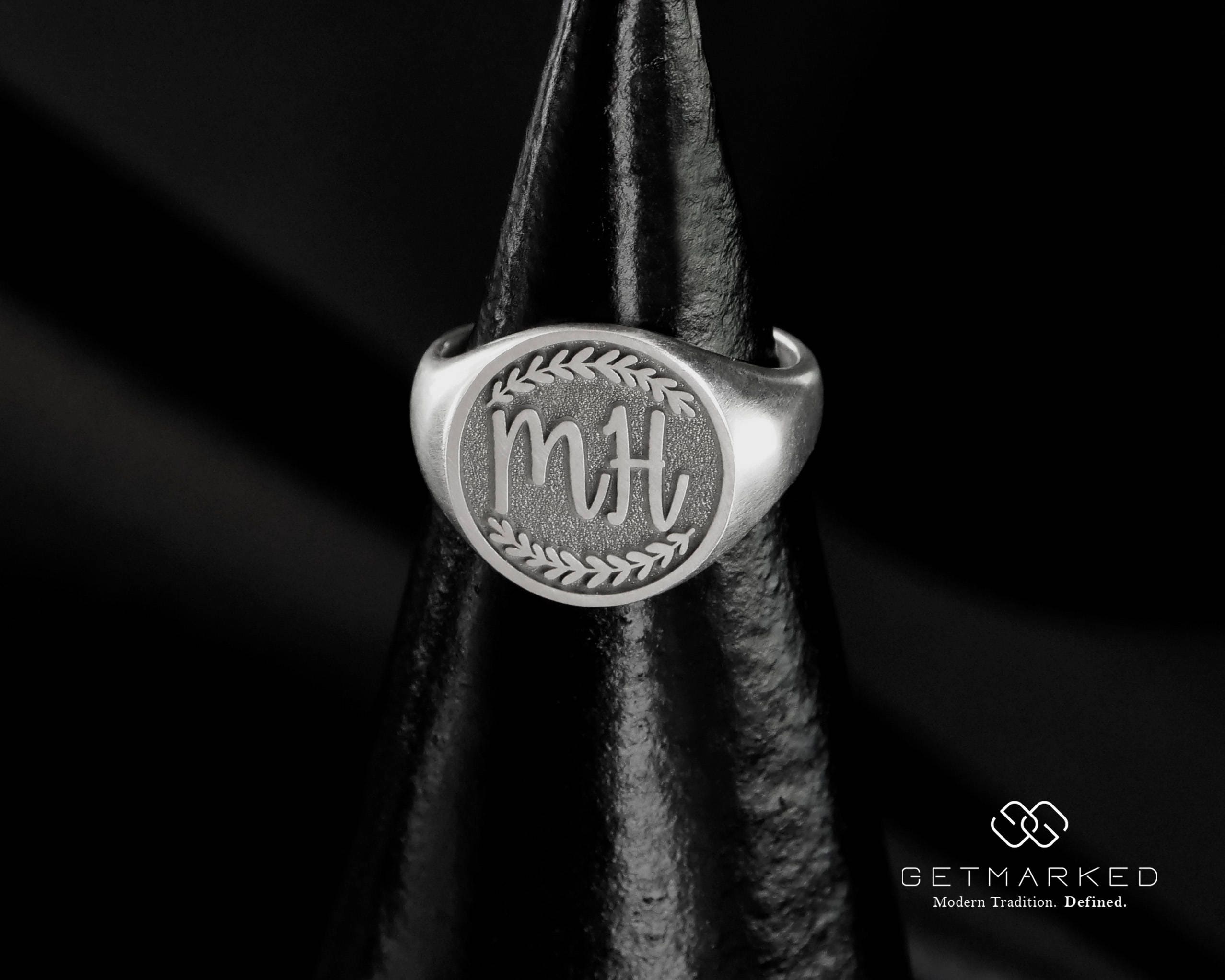 Personalized Sandblasted Finish Signet Ring Renaissance | Etsy