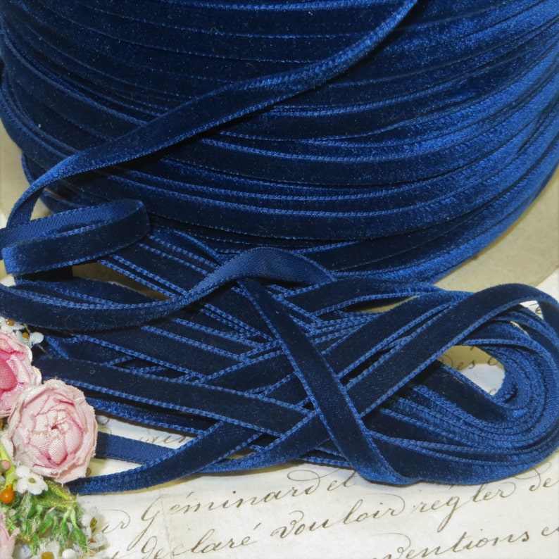 1y 1/4 NAVY BLUE VELVET Ribbon Antique Midnight Rayon | Etsy