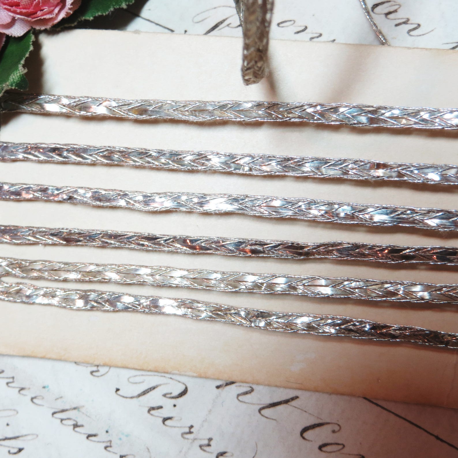 1/4 SILVER BRAIDED METAL Trim Antique French Metallic - Etsy