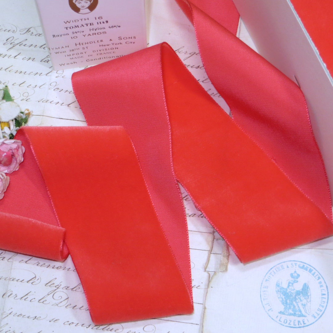 1y CORAL TOMATO VELVET Ribbon 17 Colors to Choose Vintage - Etsy