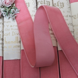1y FRENCH OLD ROSE Pink Velvet Ribbon Tag: Antique Applique - Etsy