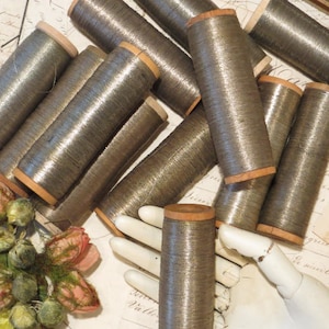 1 SPOOL FRENCH SILVER Metal Thread Twine Trim Bullion Metallic ...