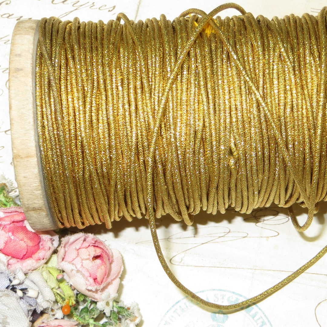 1 Yard Antique Thick FRENCH METAL TWIST Thread Cord Twine Metallic Trim ...