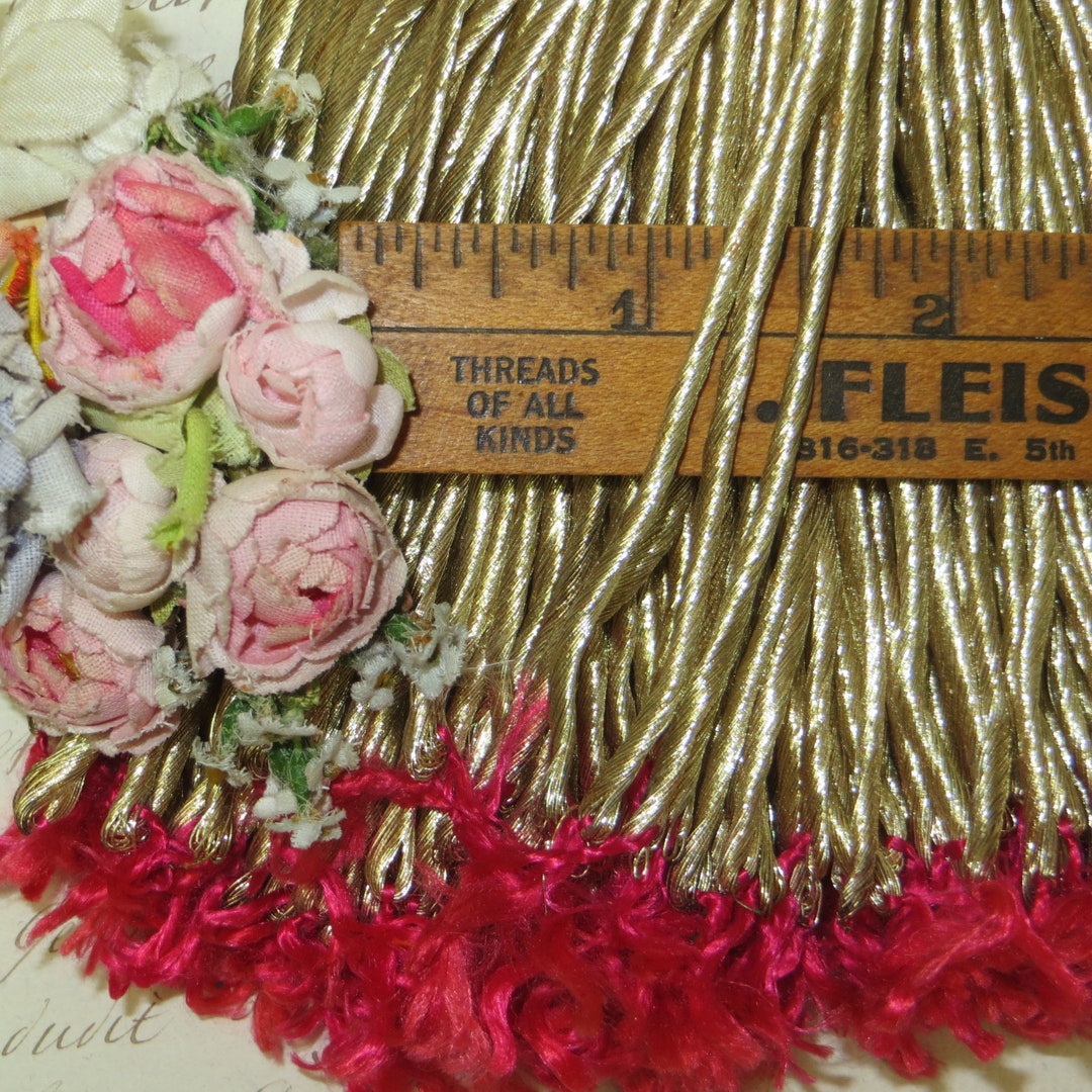 7y ANTIQUE GOLD METAL Thread Floss French Metallic Copper Embroidery ...