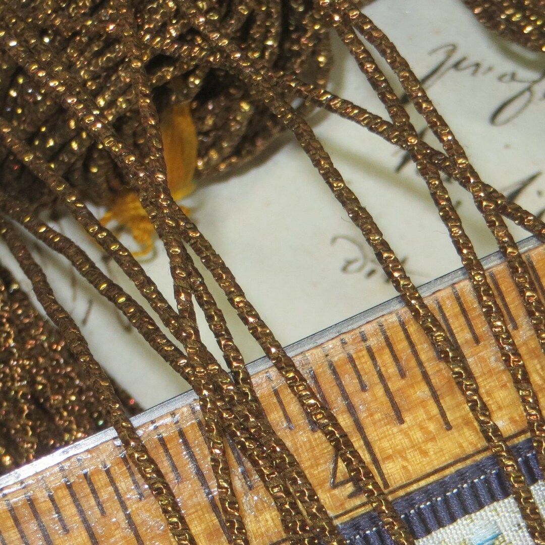 Antique FRENCH METAL TWIST Old Gold Thread Real Metal Metallic Trim ...