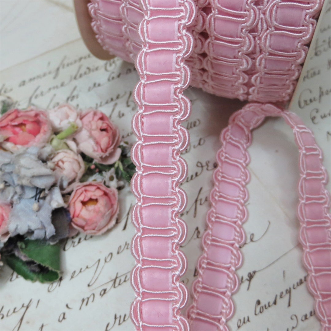 3 Yards PINK VELVET GIMP Trim Ribbon Tags: Antique French Boudoir ...