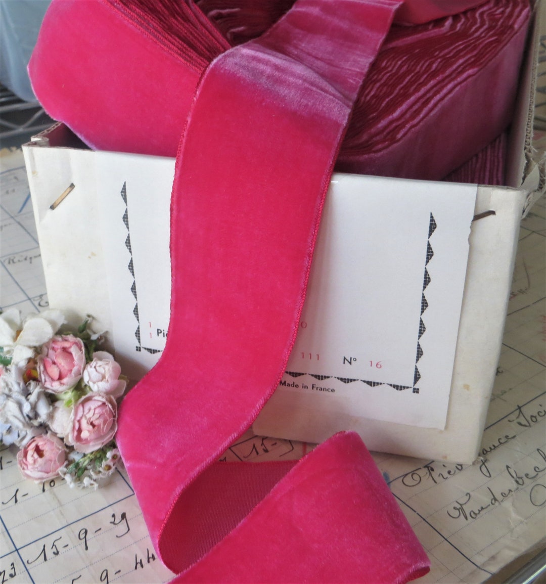 2y PINK ROSE VELVET Ribbon Tag: Rayon Antique Velvet Ribbon Antique ...
