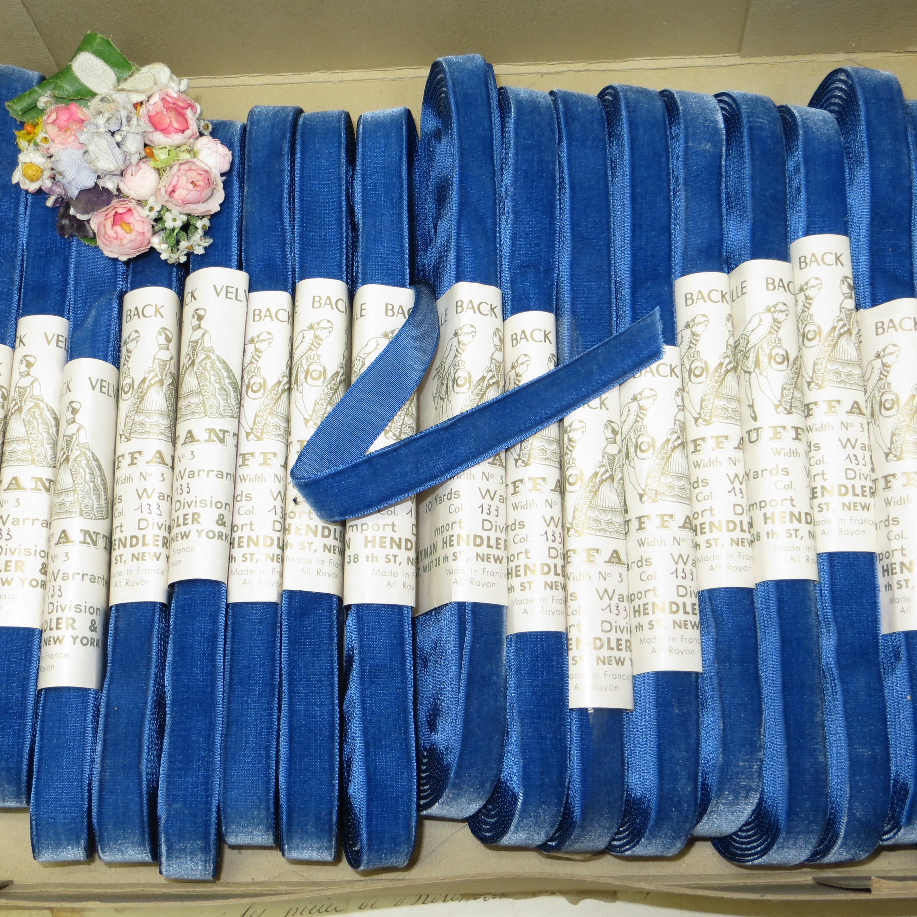 1y FRENCH BLUE Velvet Ribbon 5/8 Trim Vintage Antique - Etsy