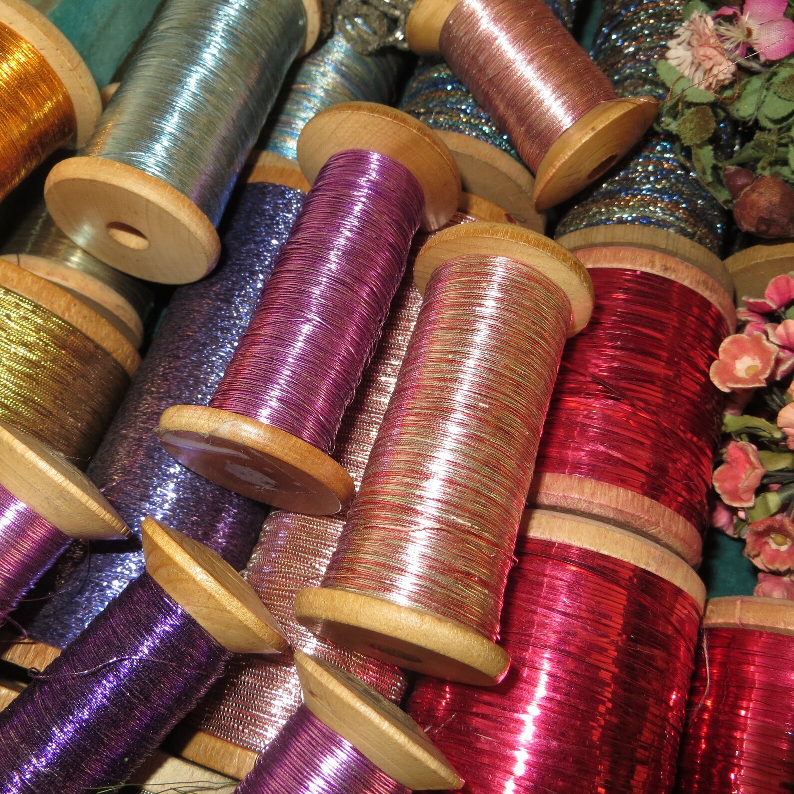 1y Rare FRENCH PINK OMBRE Fuchsia Antique Metal Thread Metallic ...