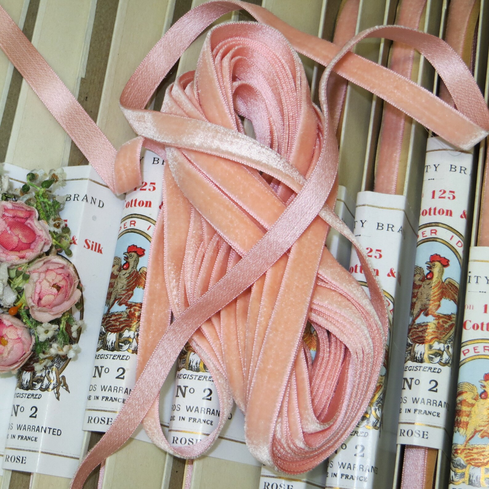 3/8 BABY PINK SILK French Antique Velvet Ribbon Doll | Etsy