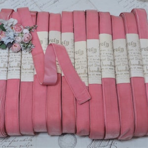 1y FRENCH OLD ROSE Pink Velvet Ribbon Tag: Antique Applique - Etsy