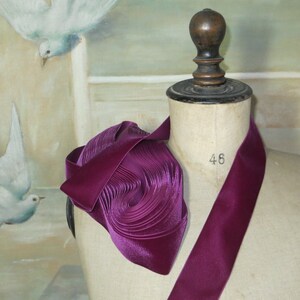 1y Vintage PLUM CERISE VELVET Ribbon 2" Tag: Vintage French Pink Red ...