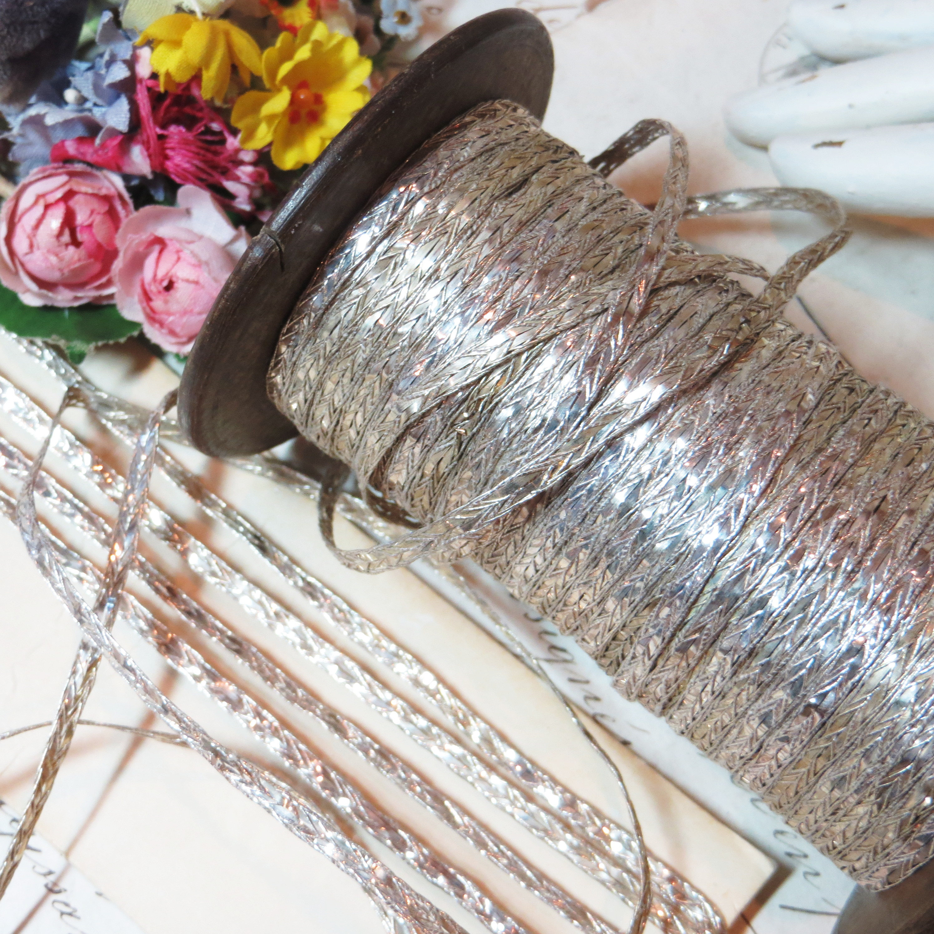 1/4 SILVER BRAIDED METAL Trim Antique French Metallic | Etsy