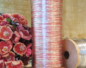 1y Rare FRENCH PLATED PLUM Metal Thread Antique Vintage Metallic Floss ...