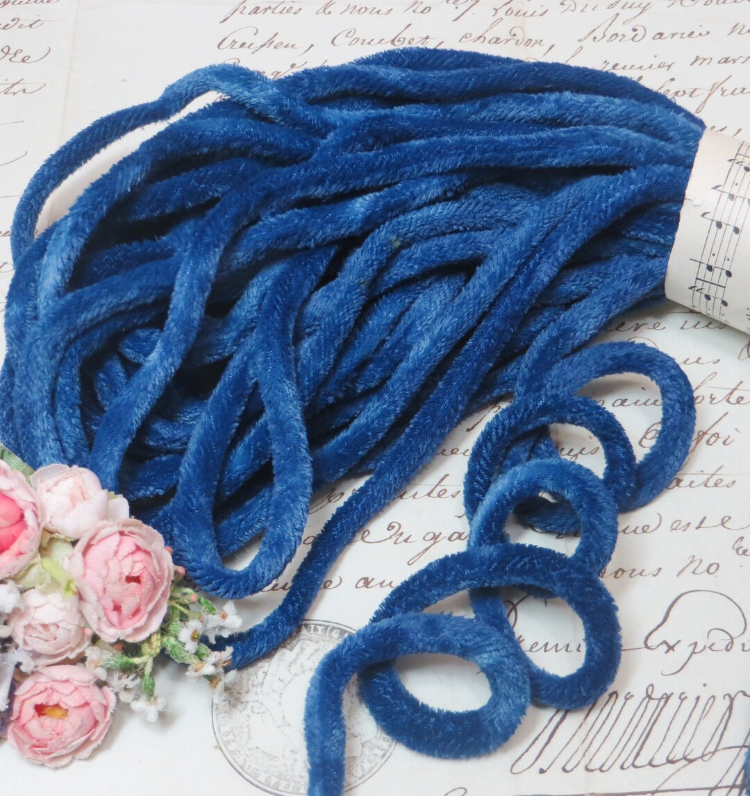 46" BLUE OMBRE VELVET Cord Velvet Tubing Ribbon Trim Tags: Pull String ...