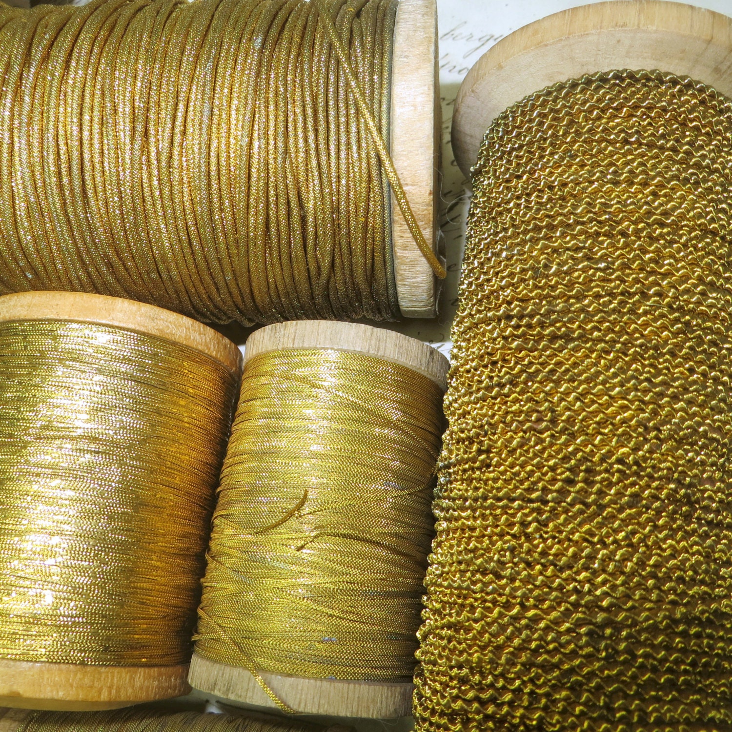 Antique FRENCH METAL TWIST Old Gold Thread Real Metal Metallic Trim ...