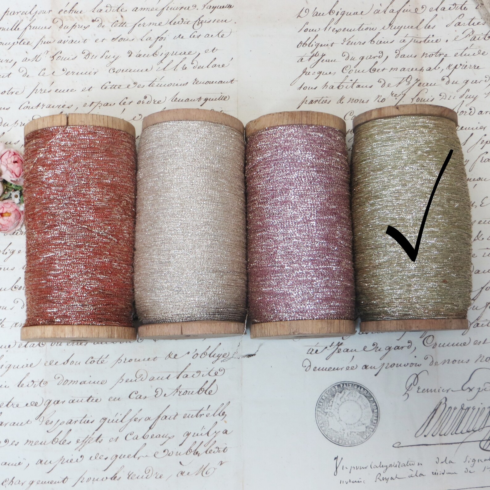 1 Spool 1920 FRENCH METALLIC SAGE Thread Tag: Metallic Floss Ombre ...