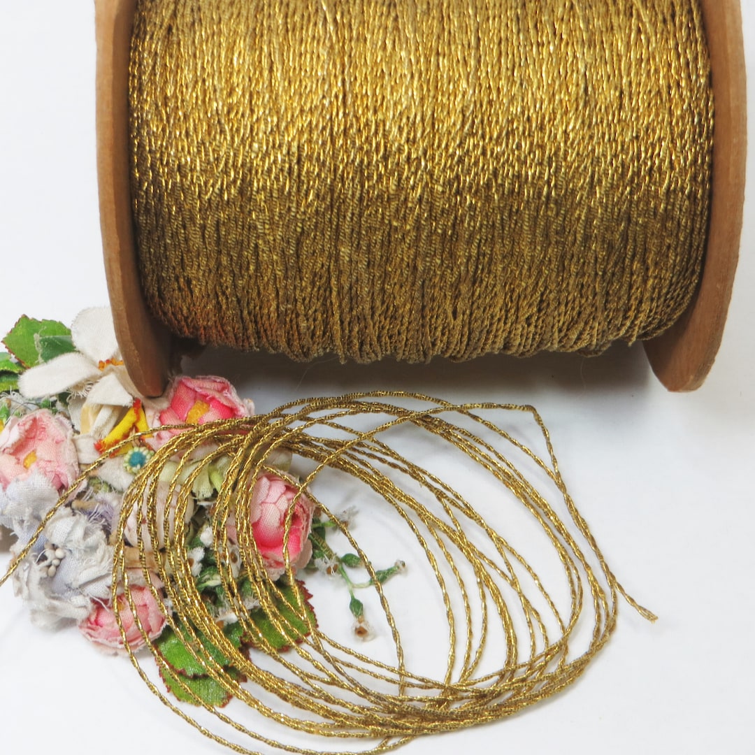 2y 1940 GOLD METALLIC TWIST Cord Tags: Metallic Thread Bronze Tinsel ...