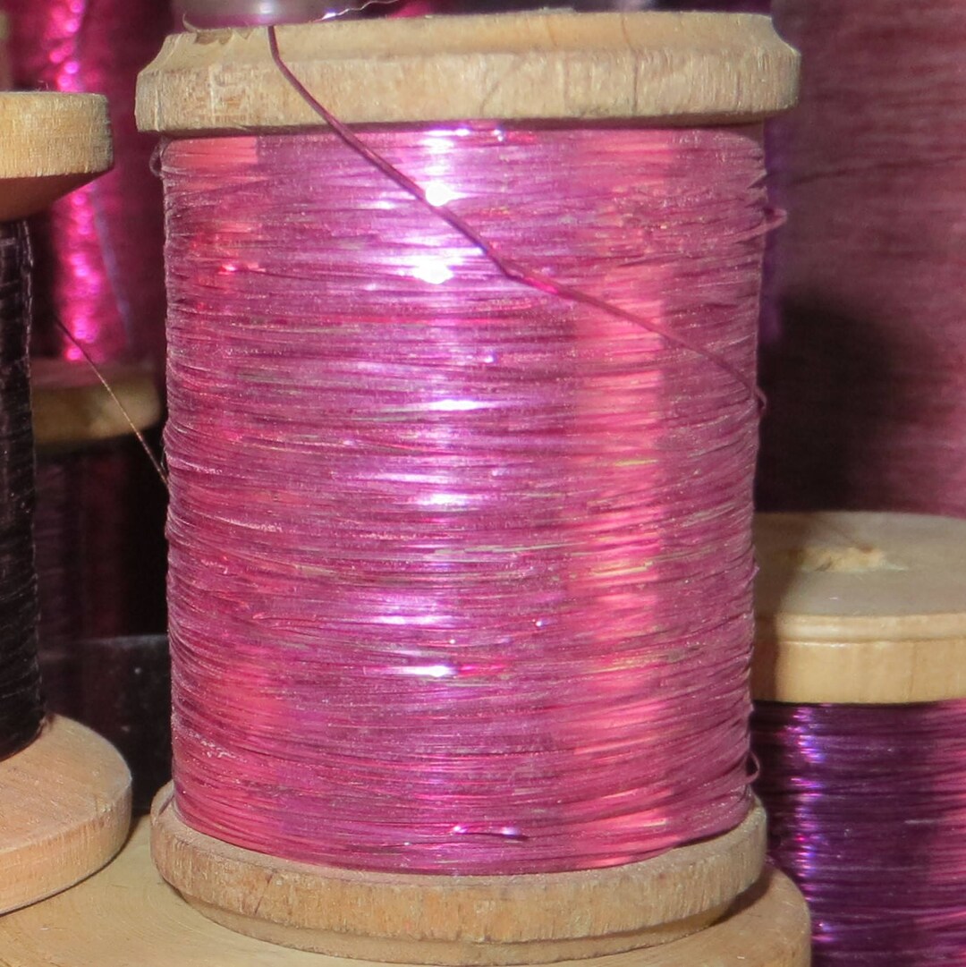 1y Rare FRENCH PLATED PINK Metal Thread Antique Vintage Metallic Floss ...