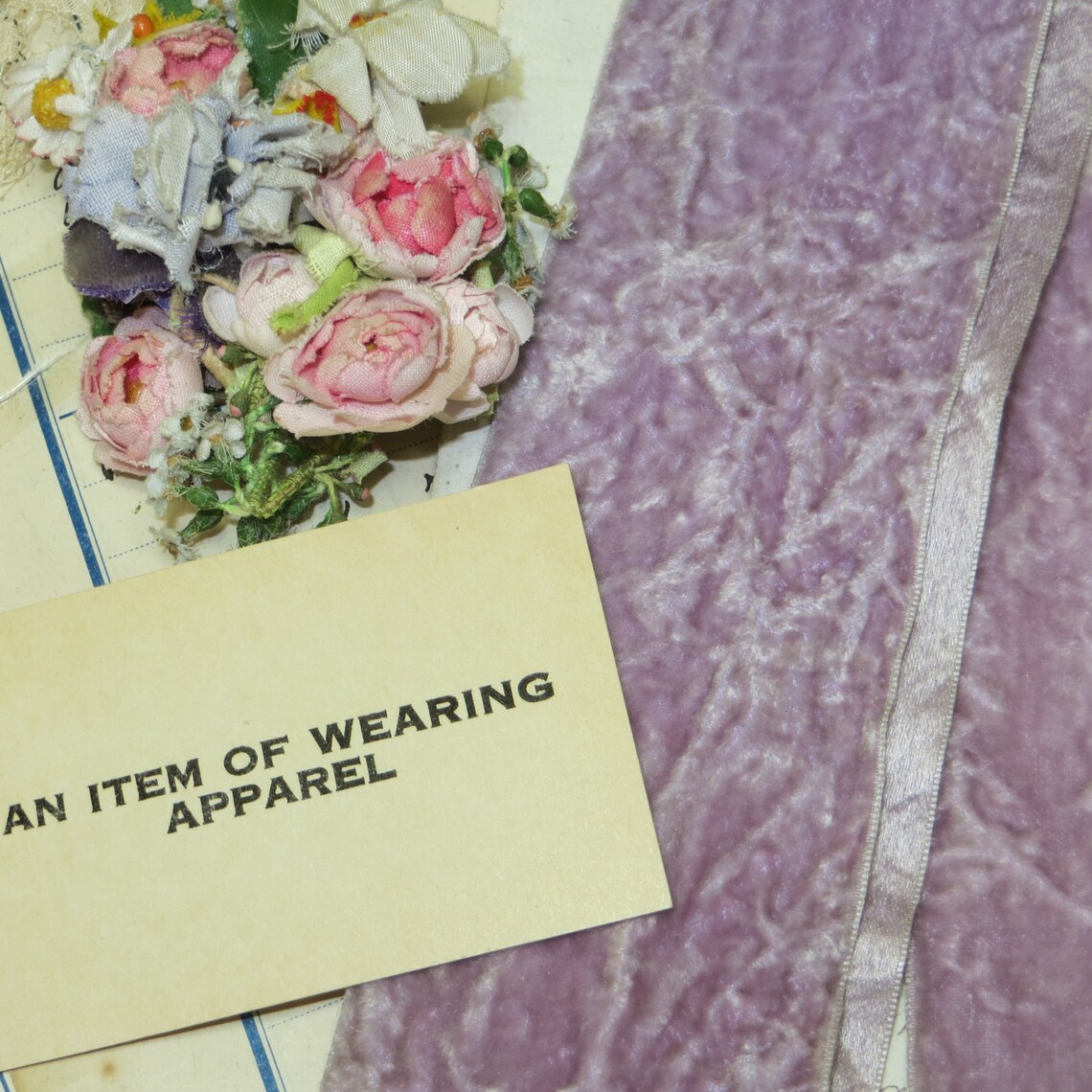 1y CRUSHED LAVENDER STEEL Patina Velvet 1920s Antique French | Etsy