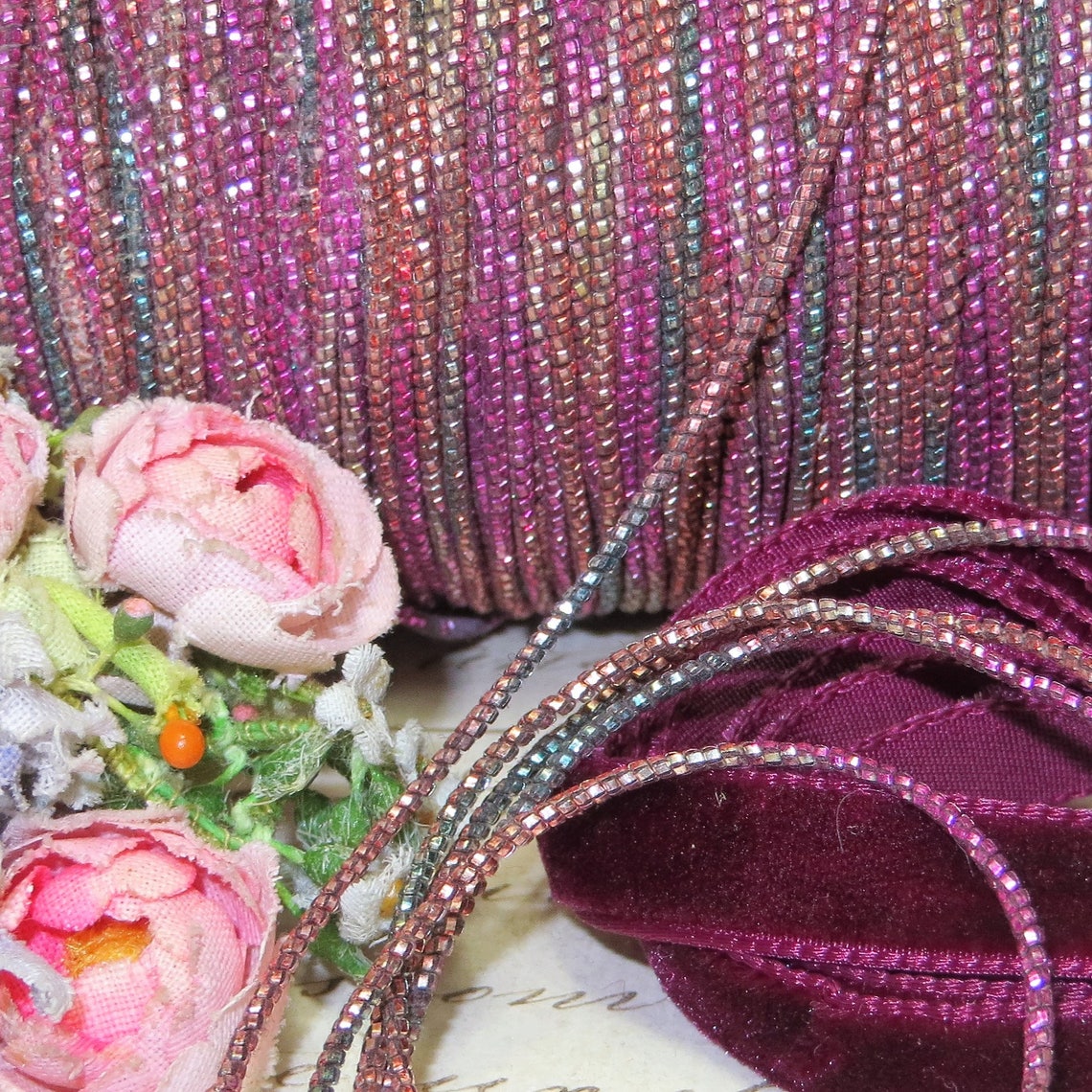 1y Rare FRENCH PINK OMBRE Fuchsia Antique Metal Thread - Etsy
