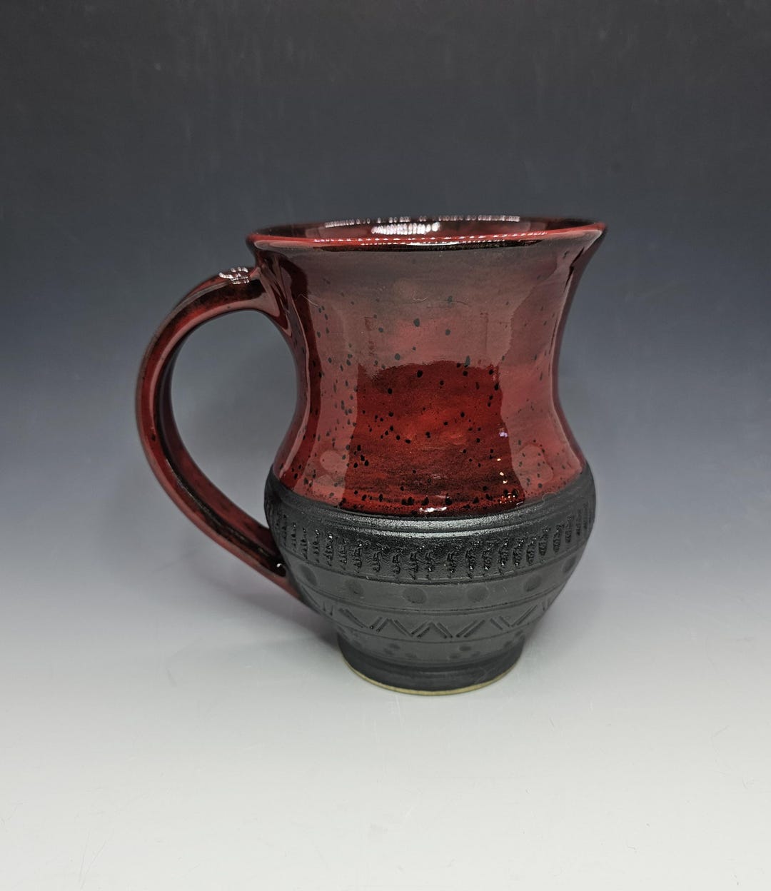 22 Oz Viking Tankard. Blood Red and Black Glazing. Handmade Pottery ...